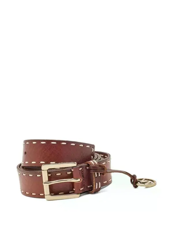 Michael Kors Stitched Leather Belt - Brown