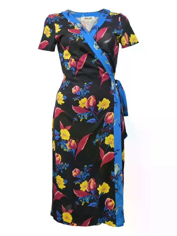 Diane Von Furstenberg Floral-print Wrap Dress - Black