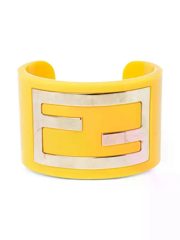 Fendi Ff Open Cuff Bracelet - Yellow