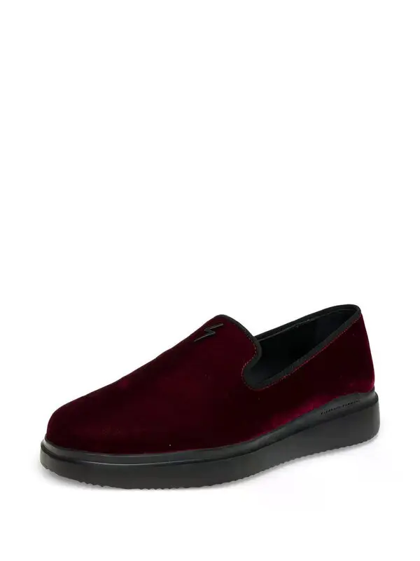 Buy GIUSEPPE ZANOTTI Velvet Slip-on Loafers - Red At 5% Off  display picture 3