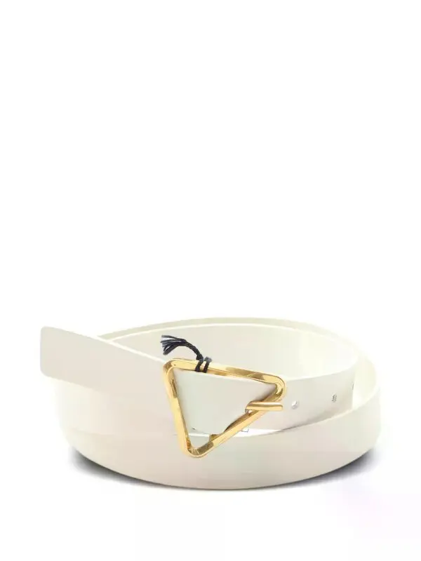 Bottega Veneta 2020s Triangle-grasp Leather Belt - White
