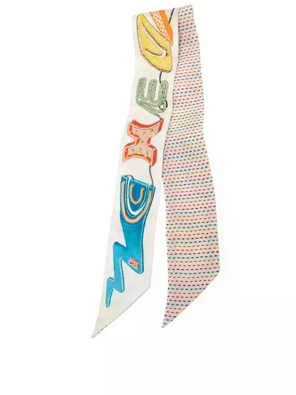 Hermès 2020-2025 Chevaloscope Pointille Silk Twilly Scarf Scarves - White