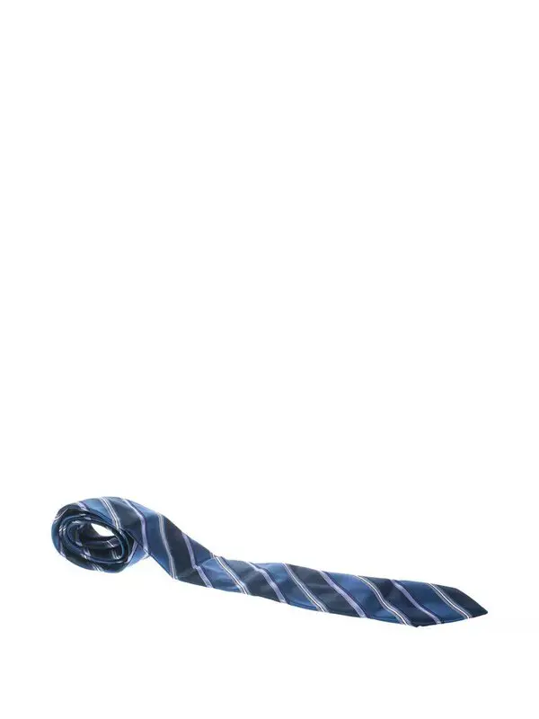Ermenegildo Zegna Striped Silk Tie - Blue