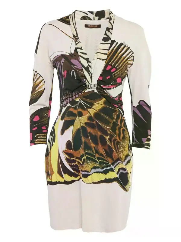 Roberto Cavalli Butterfly-print Mini Dress - Pink