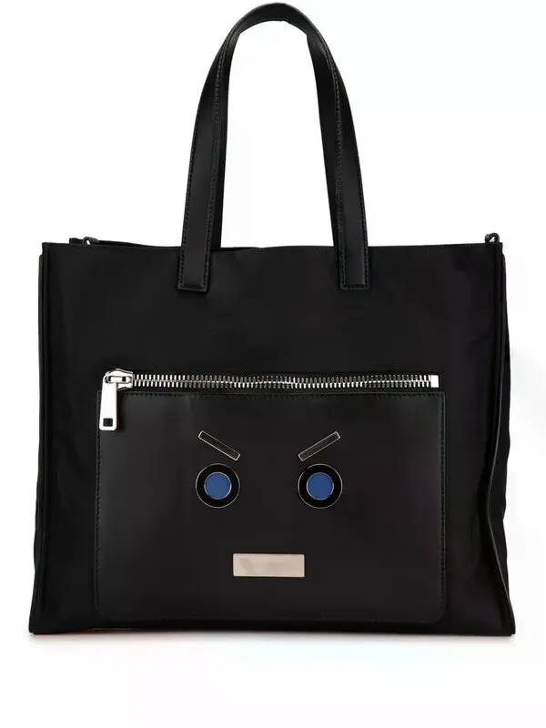 Fendi 2000-2010 Large Faces Nylon Tote Satchel