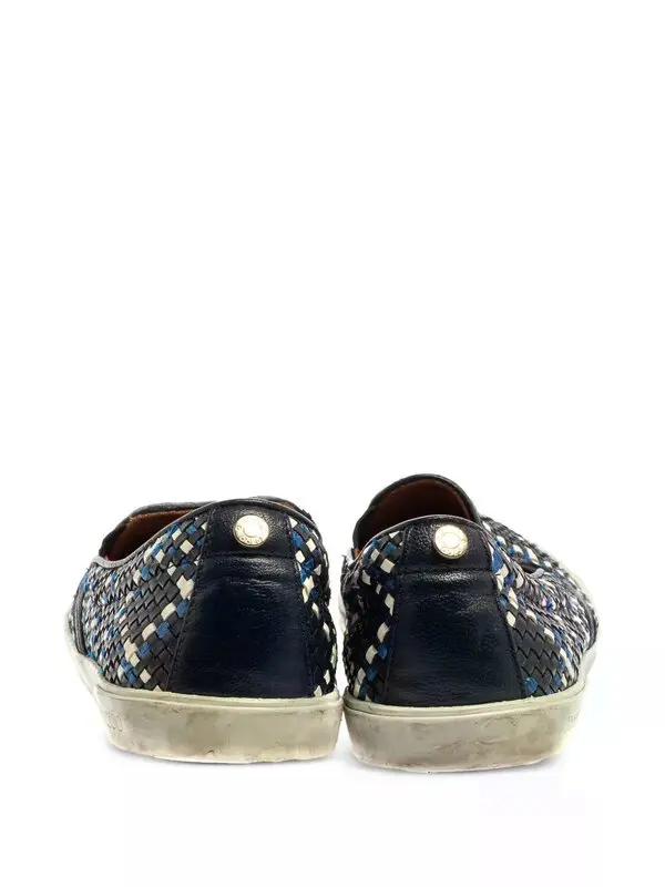 JIMMY CHOO Woven Leather Slip-on Sneakers