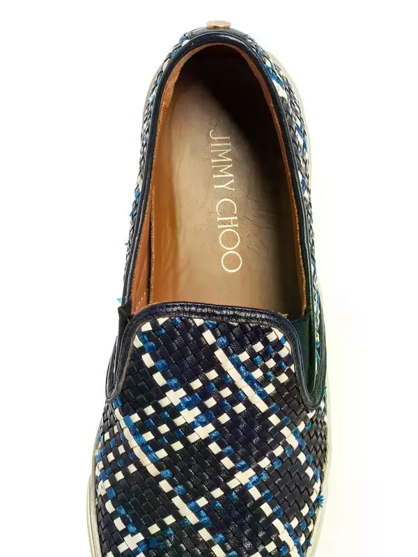 JIMMY CHOO Woven Leather Slip-on Sneakers
