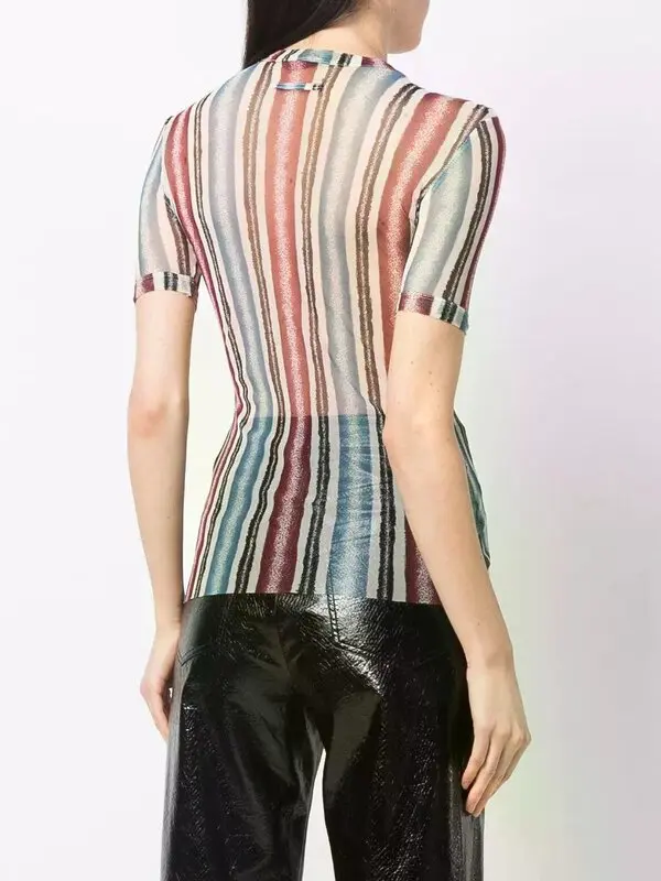 JEAN PAUL GAULTIER 1990s Sheer Stripe-print Top