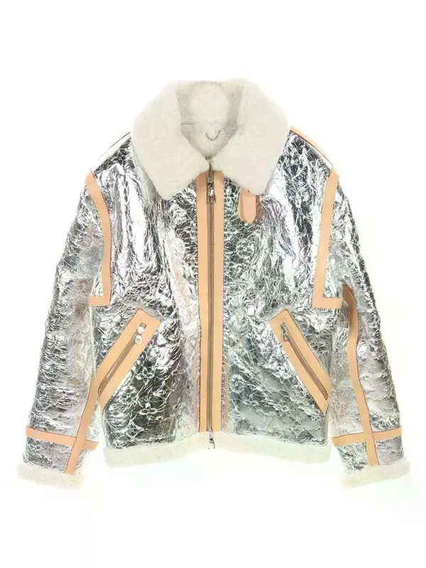 LOUIS VUITTON 2010s Monogram Leather Jacket - Silver