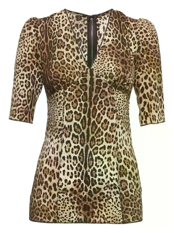 Dolce & Gabbana Leopard-print V-neck Top