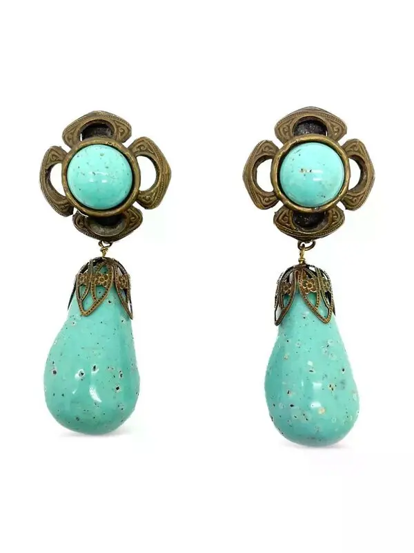 JENNIFER GIBSON JEWELLERY 1960s French Duck Egg Earrings - Blue