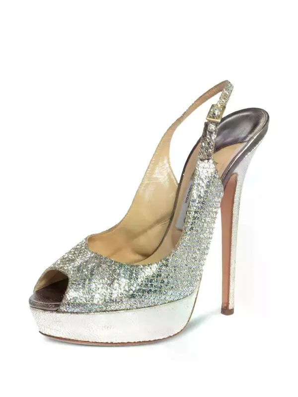 JIMMY CHOO 155mm Glitter Slingback Sandals