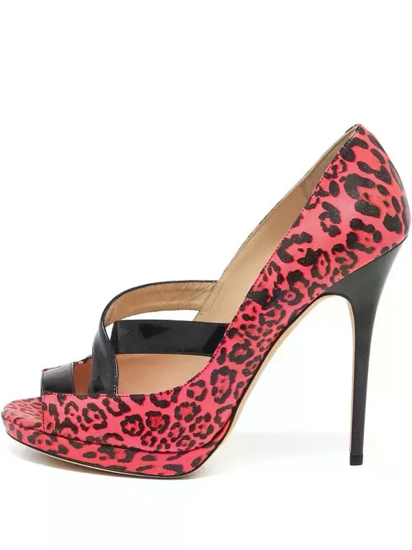 JIMMY CHOO Leopard-print Open-toe Stiletto Heels