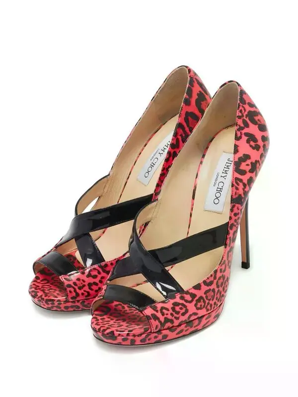 JIMMY CHOO Leopard-print Open-toe Stiletto Heels