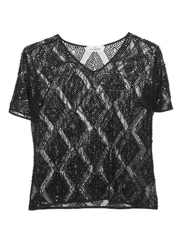 Valentino Garavani Sequin-detailed Mesh Top