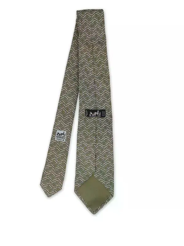 Hermès 2023 Patterned Silk Tie - Green