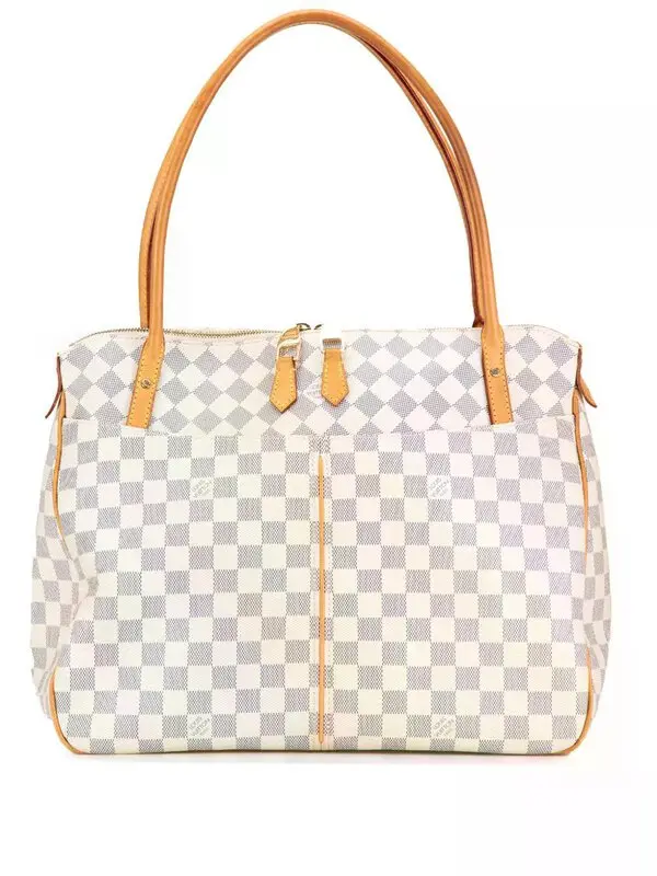 LOUIS VUITTON Damier Azur Figheri Gm Shoulder Bag - White