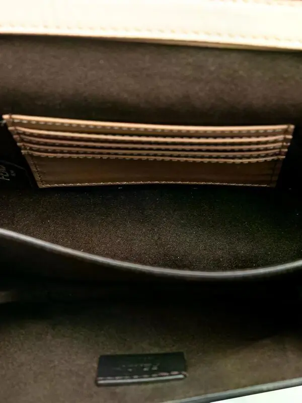 Fendi Leather Crystal Fab Crossbody Bag - Brown