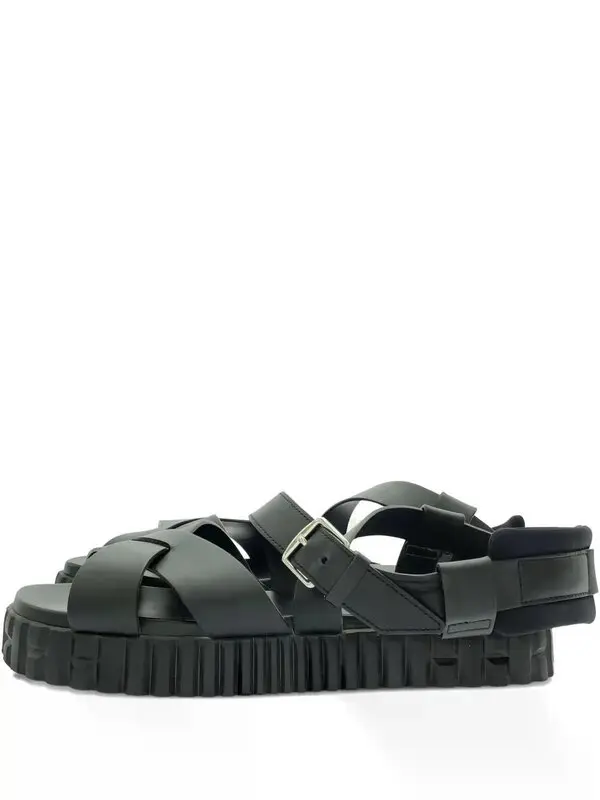 Hermès Criss-cross Leather Sandals - Black