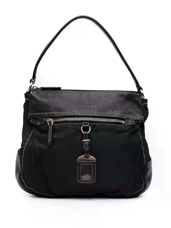 Prada Leather And Tessuto Shoulder Bag