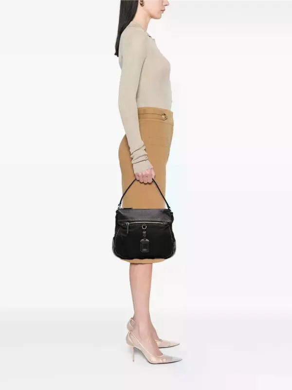 Prada Leather And Tessuto Shoulder Bag