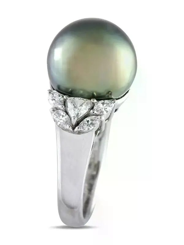 LB EXCLUSIVE Platinum Diamond And Pearl Ring - Silver