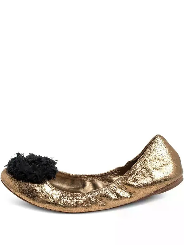 Tory Burch Cracked Leather Ballet Flats