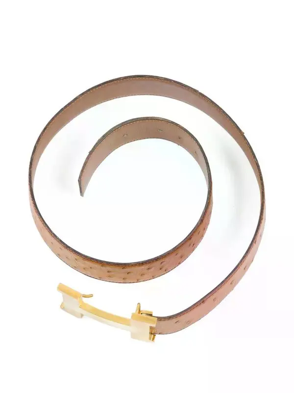 Hermès 1998 Constance Ostrich Leather Belt - Brown