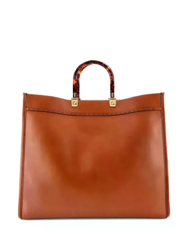 Fendi Sunshine Shopper Leather Large Tote Bag - Brown