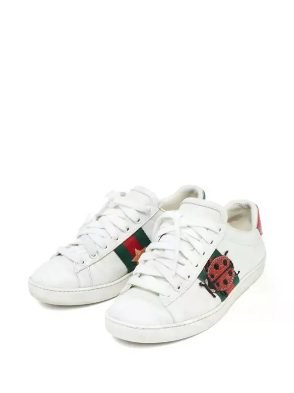 Gucci Ace Ladybug Web-stripe Sneakers - White
