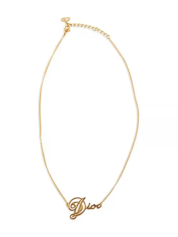 Dior 2000s Logo Necklace - Gold