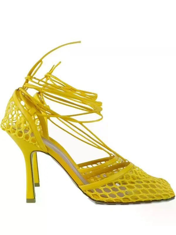 Bottega Veneta Crochet Knit Stiletto Sandals - Yellow