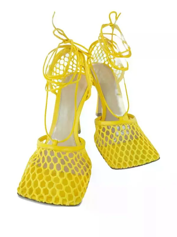 Bottega Veneta Crochet Knit Stiletto Sandals - Yellow