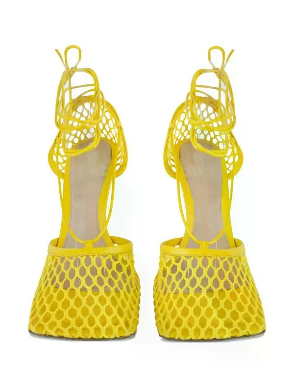 Bottega Veneta Crochet Knit Stiletto Sandals - Yellow