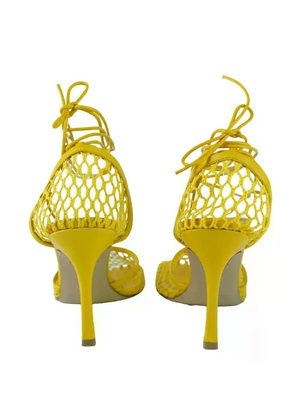 Bottega Veneta Crochet Knit Stiletto Sandals - Yellow