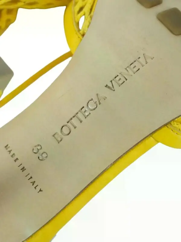 Bottega Veneta Crochet Knit Stiletto Sandals - Yellow
