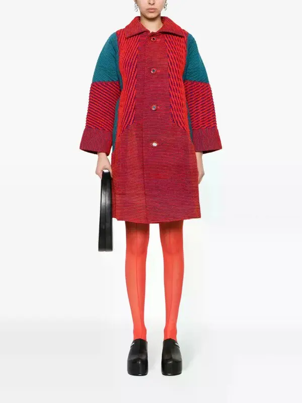 Issey Miyake 1990s Colour-block Ribbed Coat