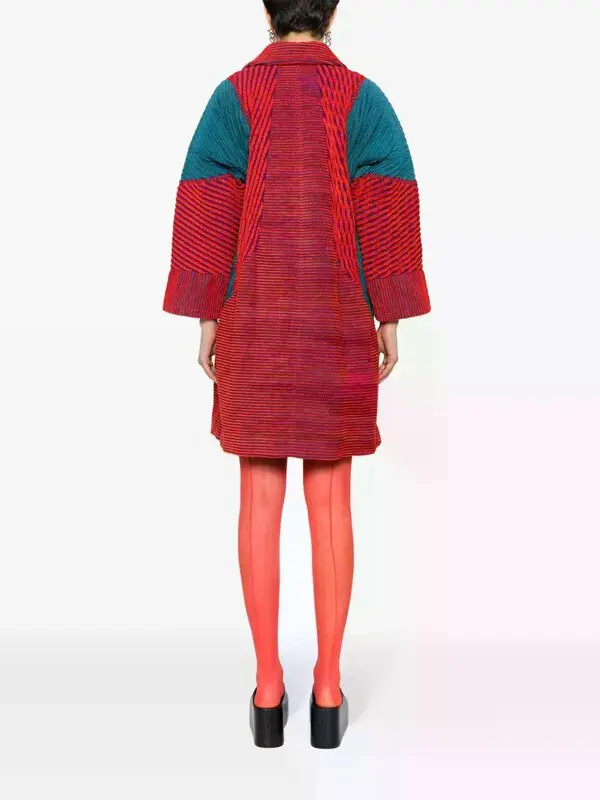 Issey Miyake 1990s Colour-block Ribbed Coat