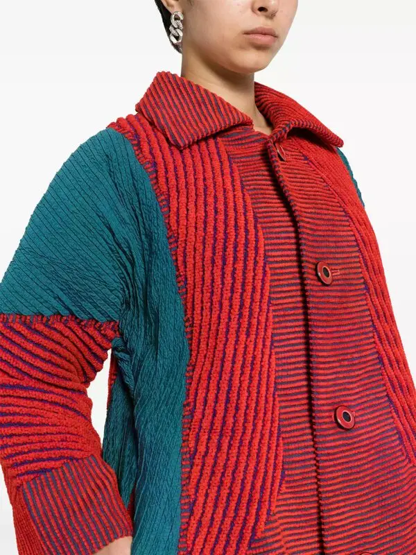 Issey Miyake 1990s Colour-block Ribbed Coat
