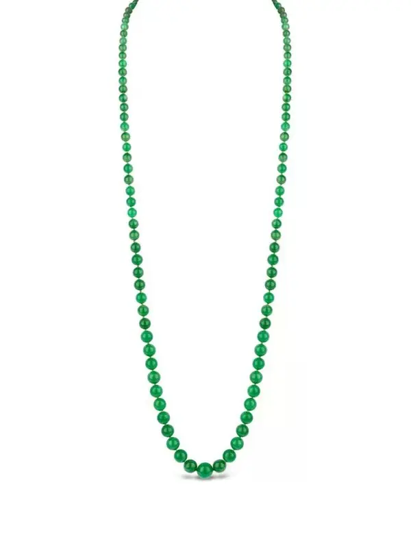 PRAGNELL Platinum Edwardian Jade Bead Necklace - Green