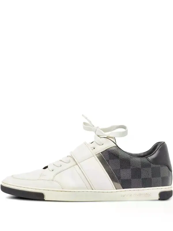 LOUIS VUITTON Damier Graphite Leather Sneakers - White