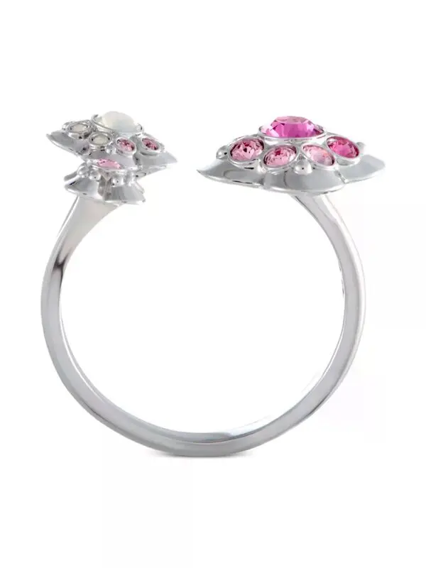 SWAROVSKI 18k White Gold Crystal Embellished Floral Motif Ring