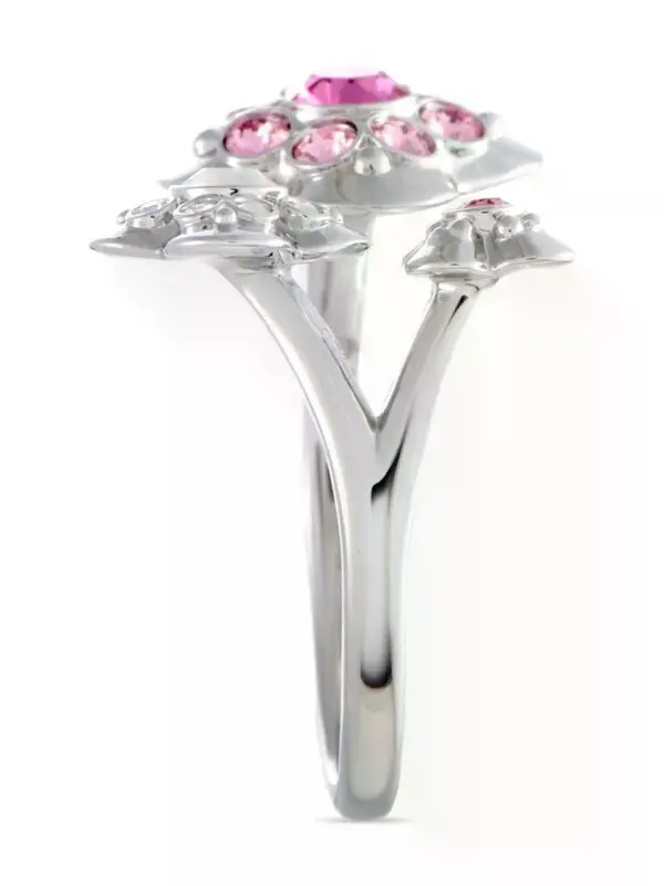 SWAROVSKI 18k White Gold Crystal Embellished Floral Motif Ring