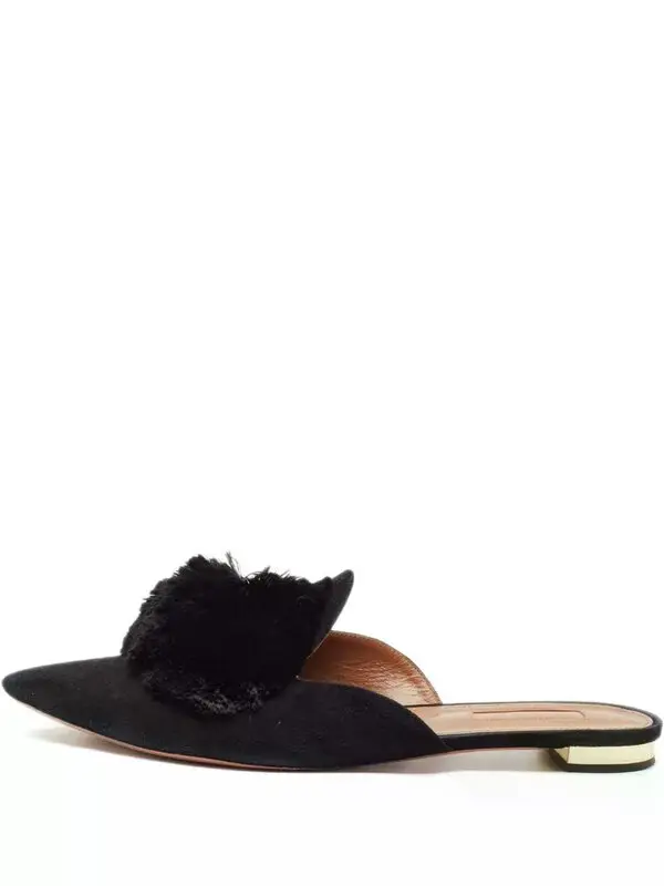 AQUAZZURA Powder Puff Pointed-toe Mules - Black