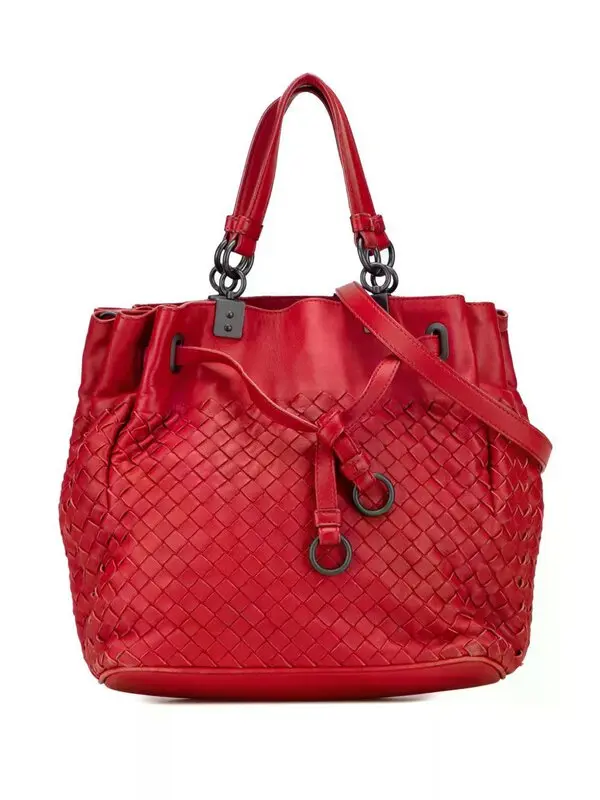 Bottega Veneta Nappa Intrecciato Bucket Bag - Red
