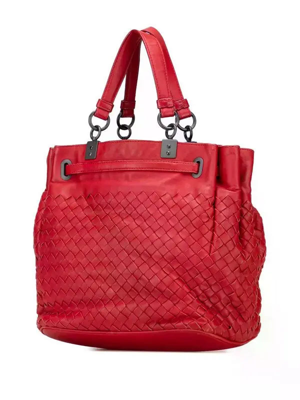 Bottega Veneta Nappa Intrecciato Bucket Bag - Red