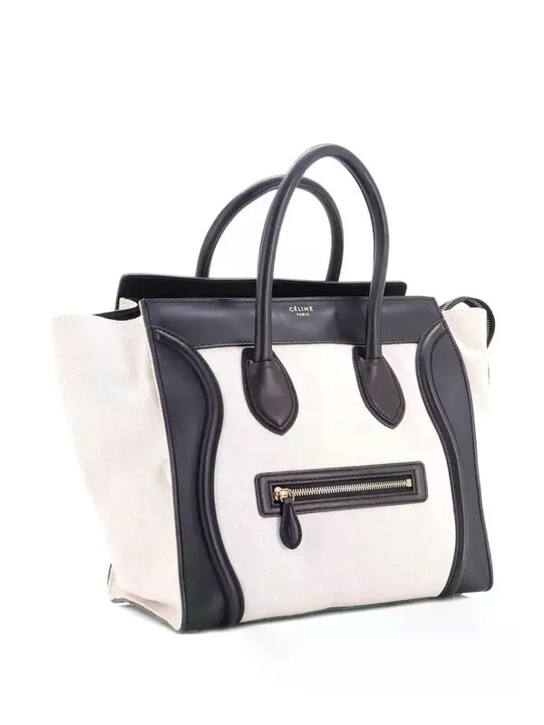 Celine Luggage Bag Canvas And Leather Mini Satchel - Neutrals