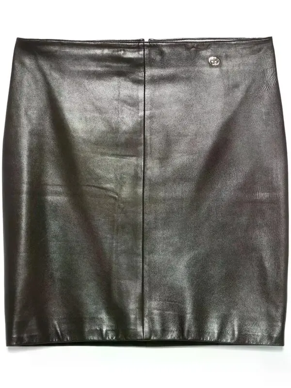 Gucci 2000s Leather Miniskirt - Brown