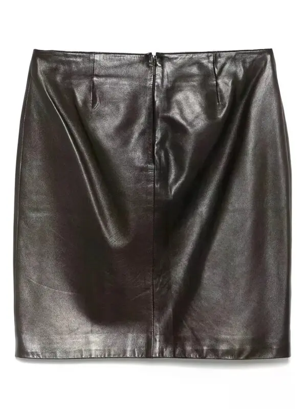 Gucci 2000s Leather Miniskirt - Brown
