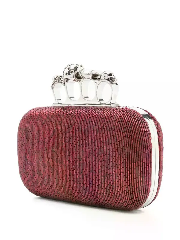 Alexander McQueen Four-ring Beaded Clutch - Red